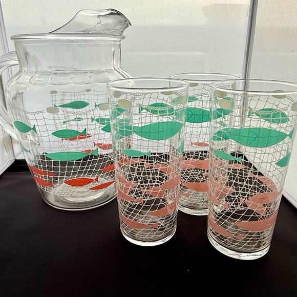 Anchor Hocking | Dining | Anchor Hocking Pink Turquoise Fish Glass ...